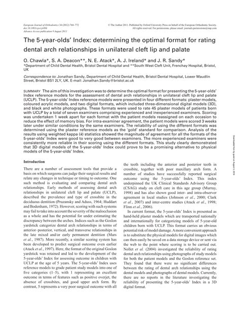 Pdf The 5 Year Olds Index Determining The Optimal Format For Rating