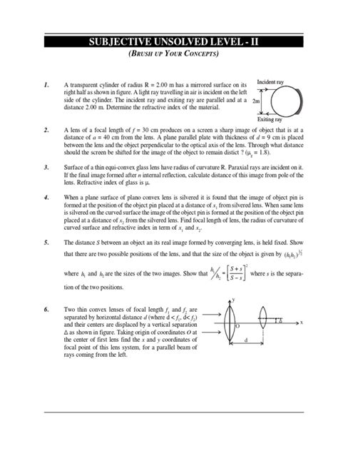 Optics 07 Subjective Unsolved Pdf Optics Refractive Index