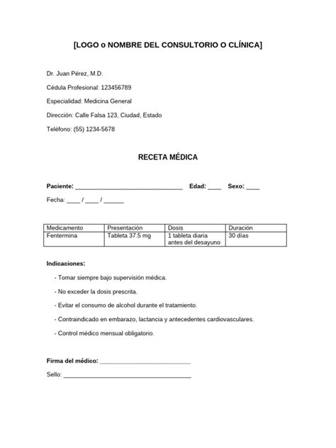 Receta Médica Para Fentermina 375 Mg Pdf