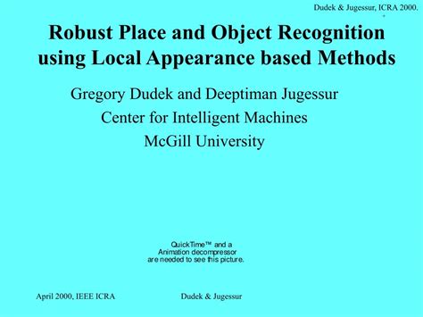 Ppt Robust Place And Object Recognition Using Local Appearance Based Methods Powerpoint