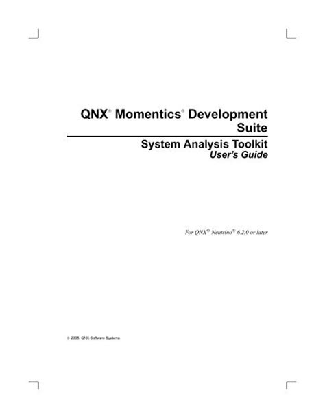 System Analysis Toolkit Users Guide Qnx Software Systems