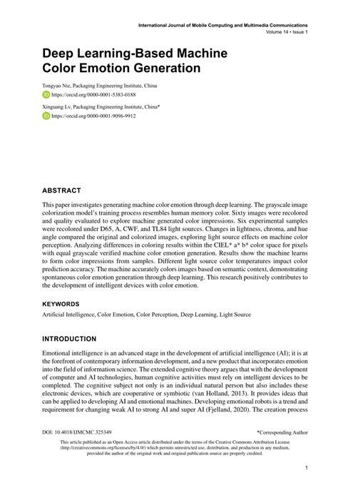 Pdf Deep Learning Based Machine Color Emotion Generation