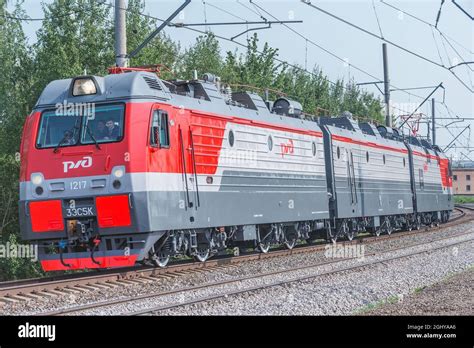 Moscow Russia August 27 2021 Freight Modern Electric Locomotive