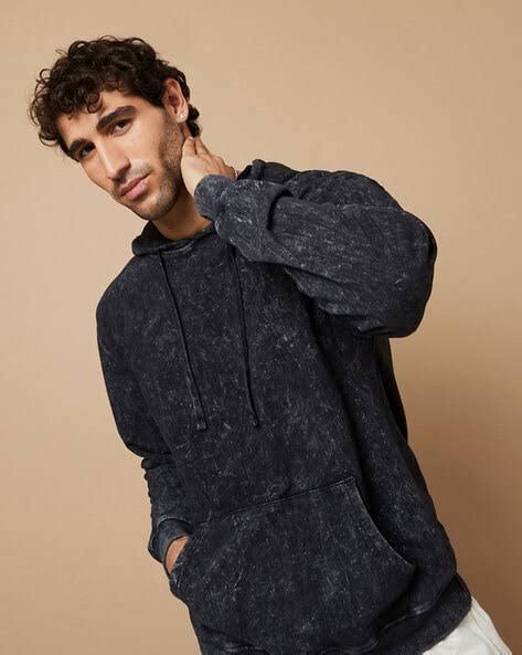 Midnight Fade Black Acid Wash Hoodie Evo Vogue