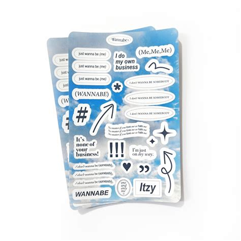Itzy Wannabe Sticker Sheet Kpop ITZY Lyrics Deco Sticker For Bullet Journal Planner
