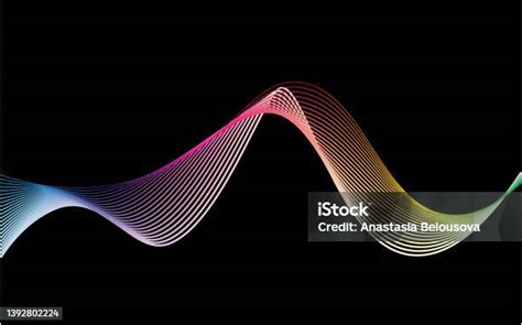 검정색에 멀티 컬러 다이나믹 라인 배경 색상 파동 디자인을 위한 벡터 추상화 0명에 대한 스톡 벡터 아트 및 기타 이미지 0