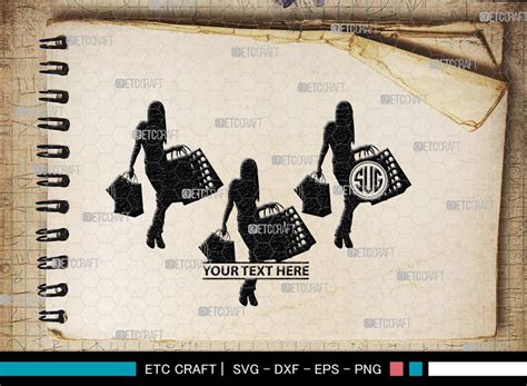 Shopping Girl Monogram Shopping Girl Silhouette Shopping Girl Svg