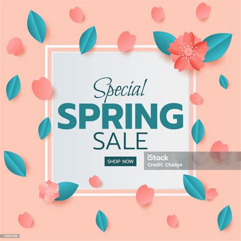 종이 아트 스타일입니다 봄 판매 배너 디자인 나뭇잎과 꽃입니다 프로 모션 제안 템플릿 배너 브로셔 바우처 할인 전단지 초대장 포스터 및 배경 화면 종이 컷 모던 디자인 0