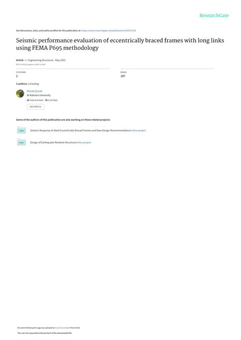 Solution Seismic Performance Evaluation Of Eccentrically Braced Frames With Long Links Using