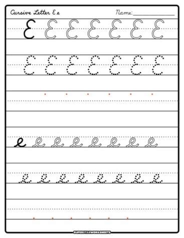 Cursive E Superstar Worksheets