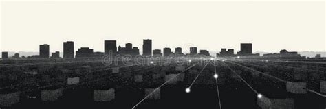 Linear Digital Pathways Converging Towards Urban Center Stock Illustration Illustration Of