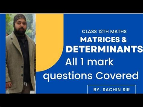 MATRICES DETERMINANTS MARK QUESTIONS FOR Th Class YouTube