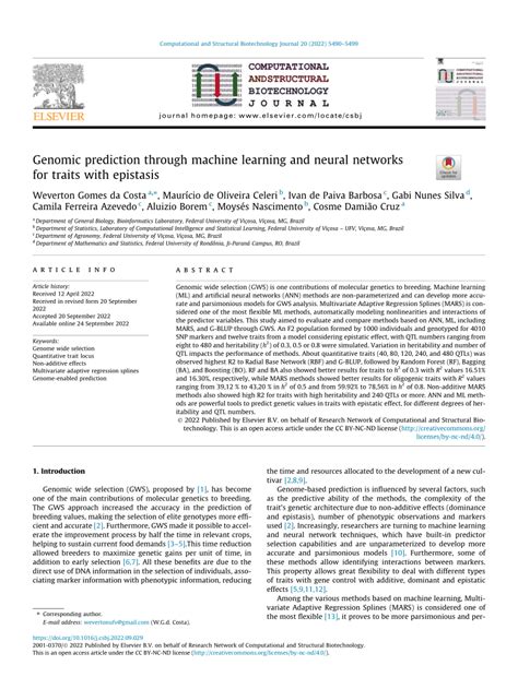 pdf genomic prediction through machine learning and neural networks