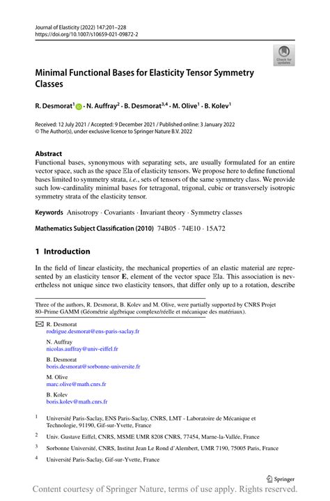 minimal functional bases for elasticity tensor symmetry classes