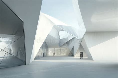 A Modern Architectural Interior Featuring Angular Shapes And Large