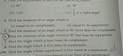 I 42∘ Ii 90∘ Iii 124∘ Iv 53 Of A Right Angle4 Find The Measure