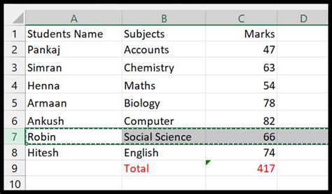 Move A Rows And Columns In Excel