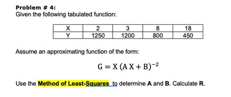 Solved Problem 4 Given The Following Tabulated Function