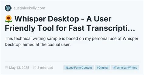 🌻 Whisper Desktop A User Friendly Tool For Fast Transcriptions