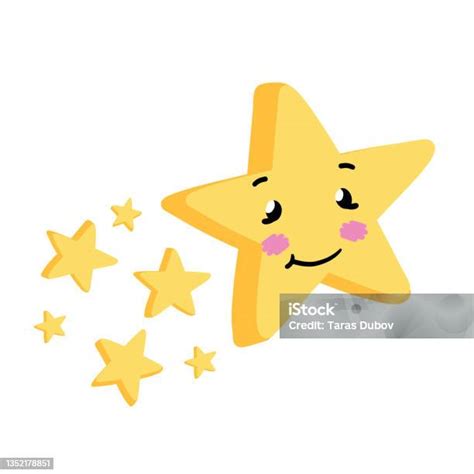 귀여운 스타 밤과 자연의 요소 플라잉 카툰 일러스트레이션 어린이 그림 재미있는 얼굴과 우주 별 노란색 개체 0명에 대한 스톡 벡터 아트 및 기타 이미지 Istock