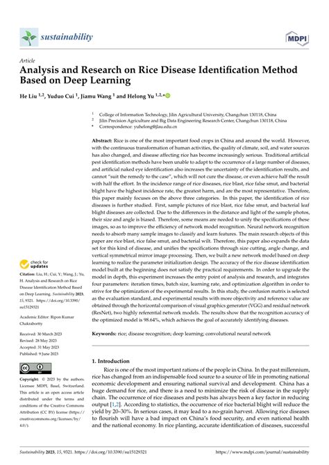 PDF Analysis And Research On Rice Disease Identification Method Based On Deep Learning