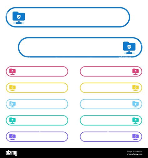 Protected Ftp Icons In Rounded Color Menu Buttons Left And Right Side Icon Variations Stock