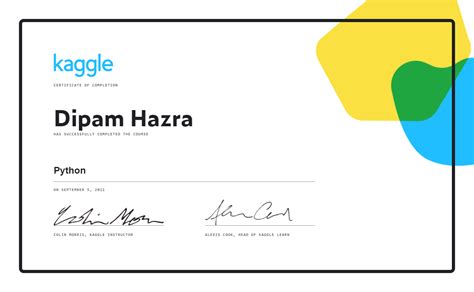 dipam hazra completed the python course on kaggle