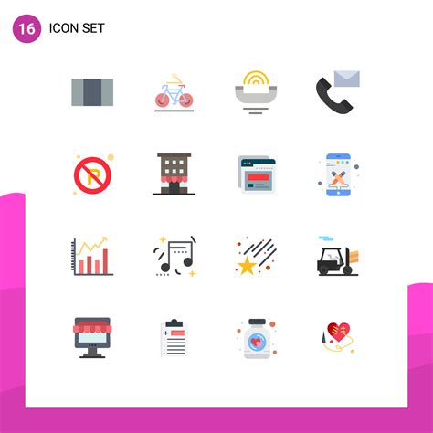 Modern Set Of 16 Flat Colors And Symbols Such As No Contacts Help Contact Us Communication