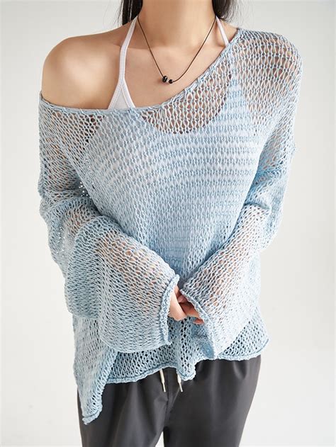 당당걸 빅사이즈 55 120 유델리 브이넥 시스루 여리핏 루즈핏 커버업 그물 니트