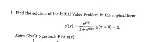 Solved Find The Solution Of The Initial Value Problem In The