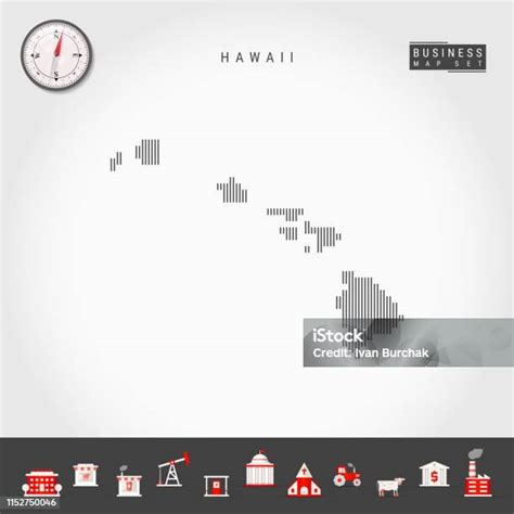 벡터 수직 라인 패턴 하와이의 지도 하와이의 스트라이프 실루엣 현실적인 나침반 비즈니스 아이콘 가솔린에 대한 스톡 벡터 아트 및 기타 이미지 Istock