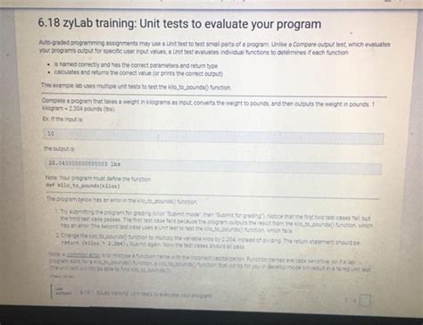Solved 6 18 Zylab Training Unit Tests To Evaluate Your Program