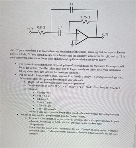 Solved Use Ltspice To Perform A 10 Second Transient