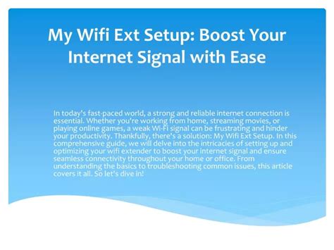 Ppt My Wifi Ext Setup Powerpoint Presentation Free Download Id