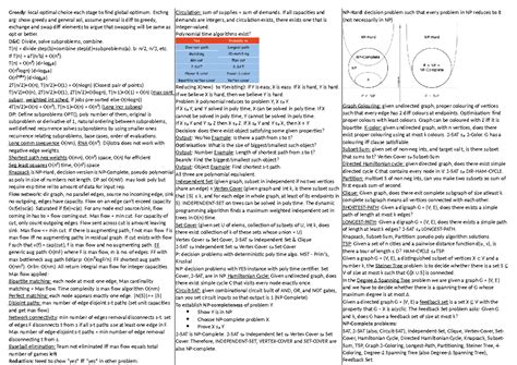 3027 Exam Cheat Sheet Greedy Local Optimal Choice Each Stage To