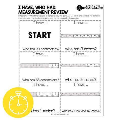 Lucky To Learn Math Lesson 711 Measurement Tools Warm Up I Have Who Has Measurement
