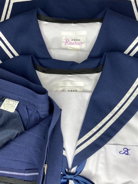 制服市場 愛知県 江南市 尾北高校 夏制服上下4点セット セーラー服 指定リボン