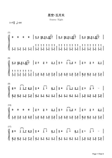 星空钢琴谱五月天f调 流行钢琴双手简谱钢琴谱钢琴五线谱钢琴简谱钢琴弹唱谱钢琴声乐正谱钢琴视频教程—牛牛钢琴