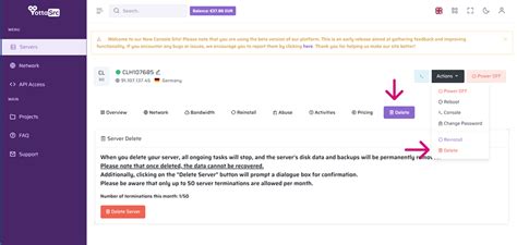 Delete Server Cloud Yottasrc Documentation