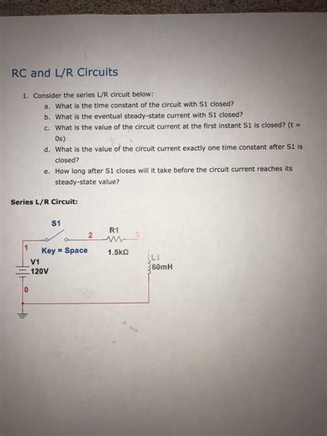 Solved RC And L R Circuits Consider The Series L R Chegg Com