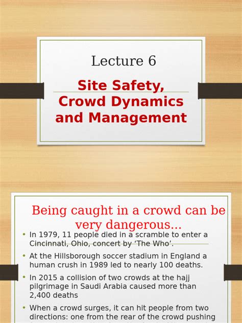 Lecture 6 Site Safety Crowd Management Pdf Psychology