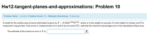 Solved Hw12 Tangent Planes And Approximations Problem 10