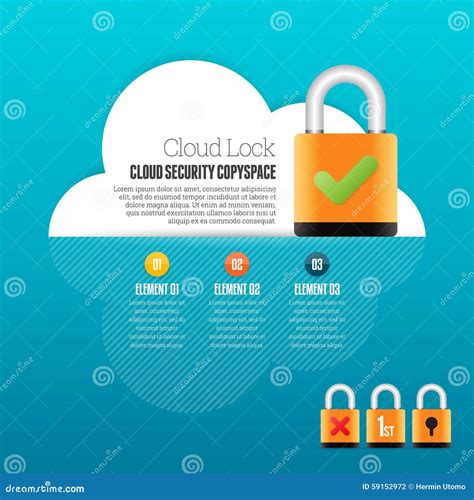Cloud With Lock Vector Outline Icon Set CartoonDealer