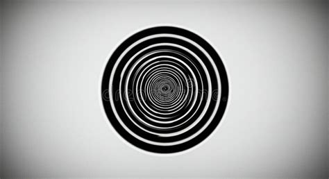 Black Concentric Circles Create A Hypnotic Spiral Pattern Against A Gray Stock Illustration