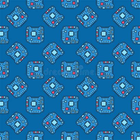 Quadcopter Flight Controller Vector Concept Blue Seamless Pattern Stock