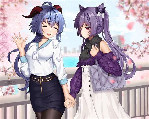 Wallpaper Anime Girls Genshin Impact Keqing Genshin Impact Ganyu