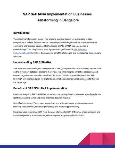 Ppt Sap S 4hana Implementation Businesses Transforming In Bangalore Powerpoint Presentation