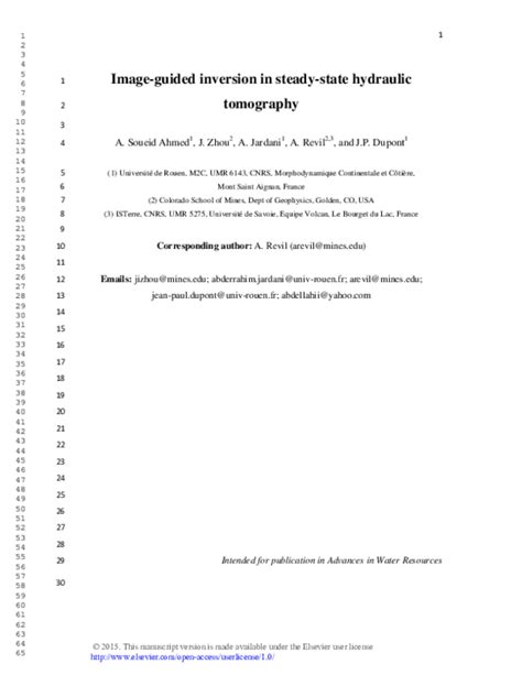 Pdf Image Guided Inversion In Steady State Hydraulic Tomography