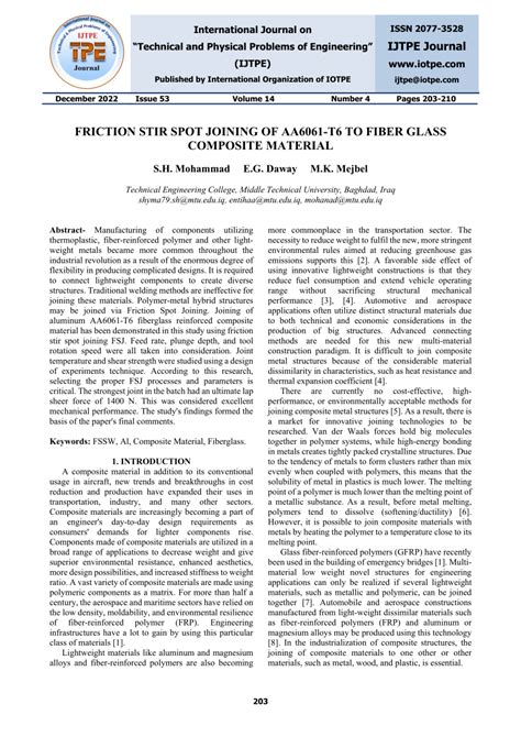 Pdf Friction Stir Spot Joining Of Aa6061 T6 To Fiber Glass Composite Material