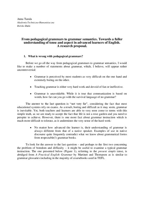 Pdf From Pedagogical Grammars To Grammar Semantics Towards A Fuller Understanding Of Tense